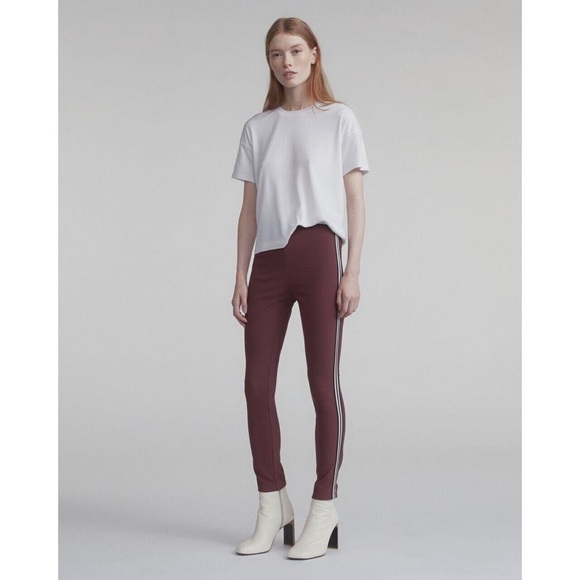 rag & bone | Pants & Jumpsuits | Rag Bone Simone Ponte Ankle Pant In Burgundy With Side Stripe ...